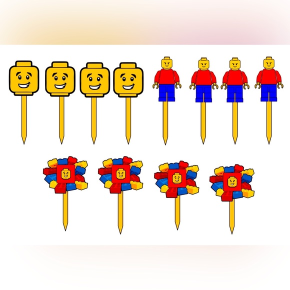 Party Supplies | Building Block Bricks Cupcake Toppers Lot Of 12 | Poshmark